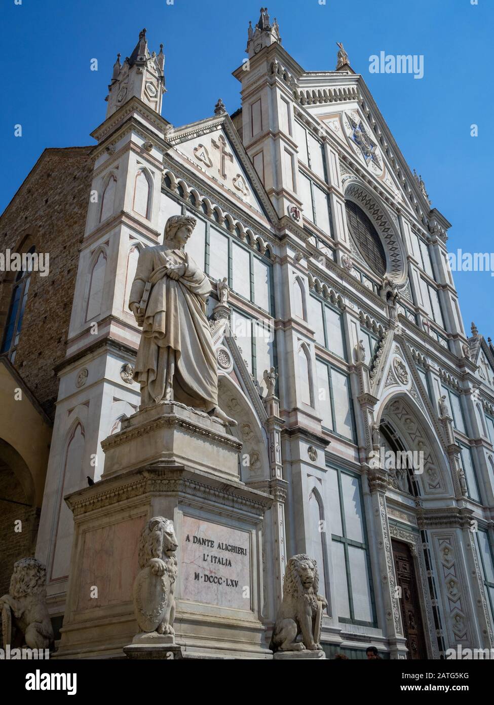 Dante Alighieri Statue by the Basilica di Santa Croce, Florence Stock ...