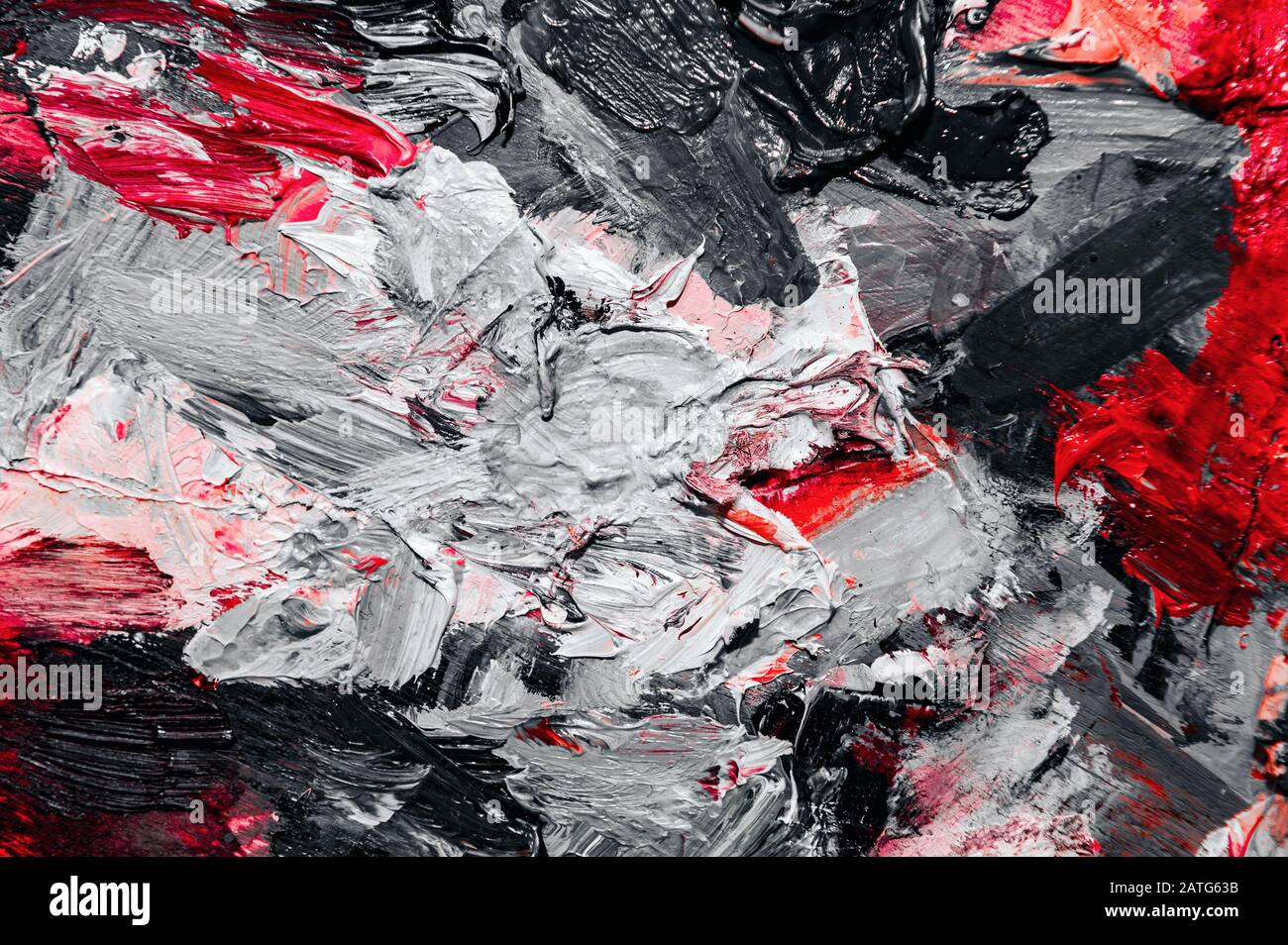 black and white with red contrasting background of oil paints Stock ...
