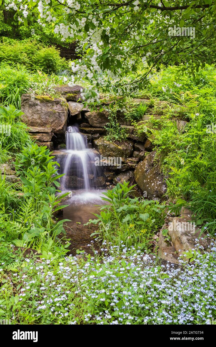 Man Made Flower Waterfall Trees Front Yard Concept. This Front Yard