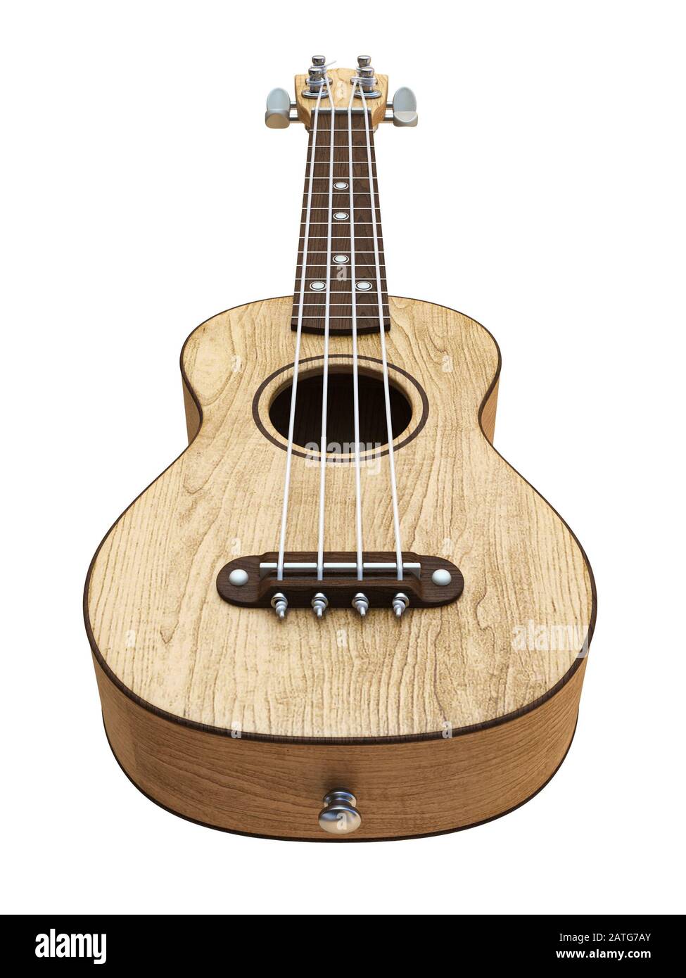 Wooden traditional soprano ukulele Right view 3D render illustration ...