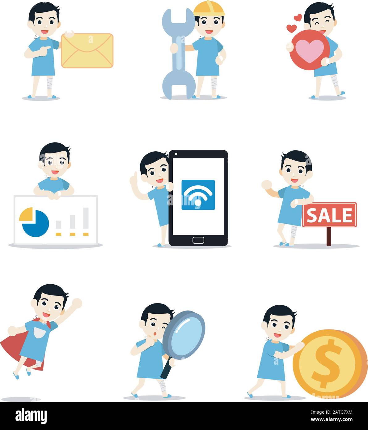 Set of character man patient doing some treatments at the clinic Stock ...