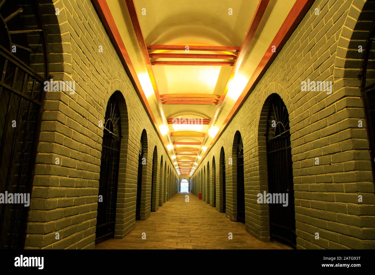 Corridor underground wine cellar Stock Photo - Alamy
