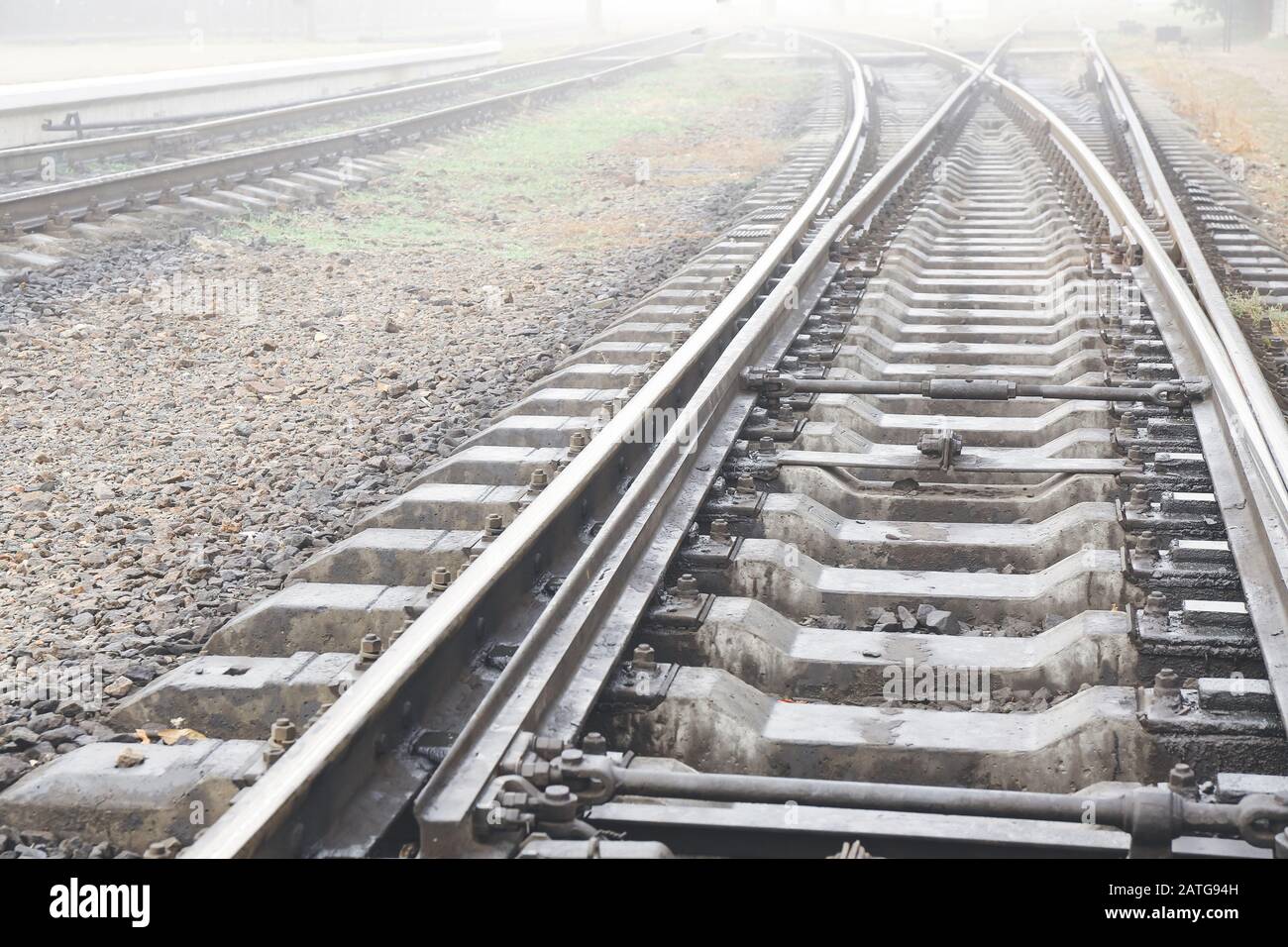 View of railway track outdoors Stock Photo - Alamy