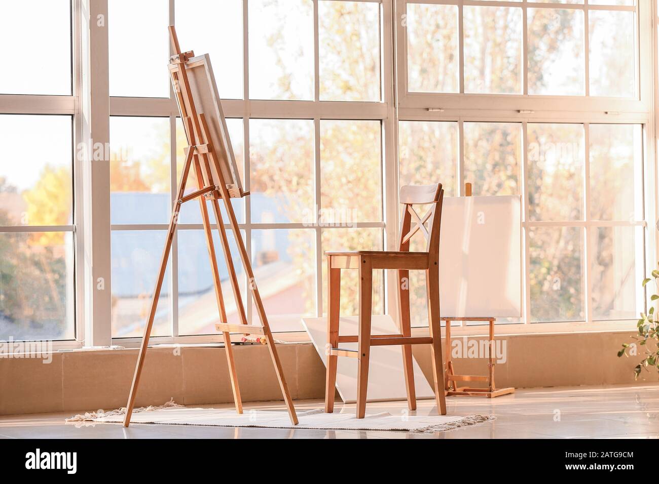 Interior of modern artist's room Stock Photo - Alamy