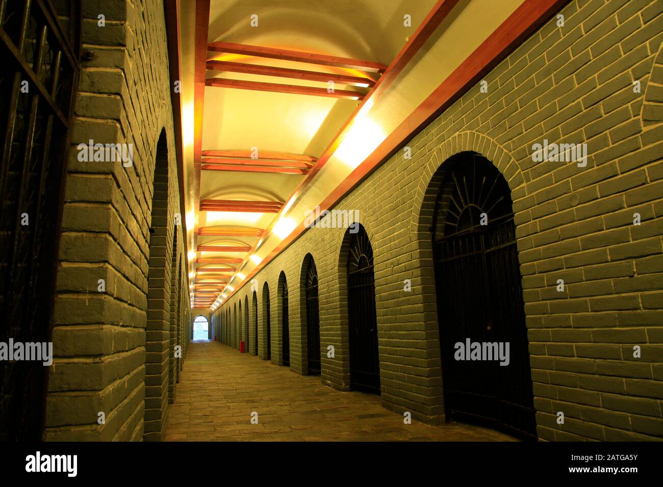 Corridor underground wine cellar Stock Photo - Alamy