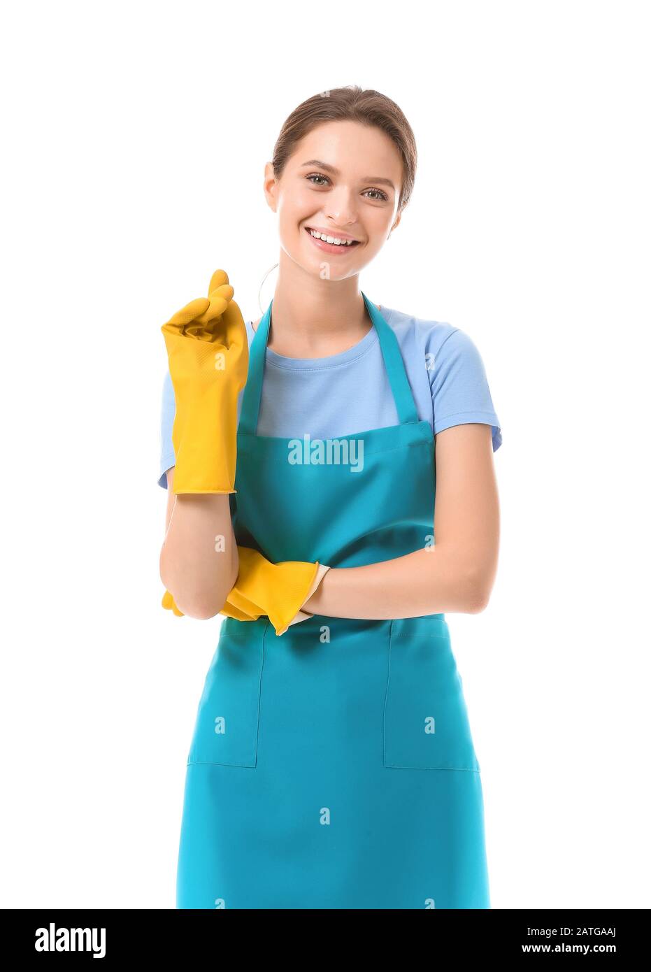 Portrait of janitor on white background Stock Photo - Alamy