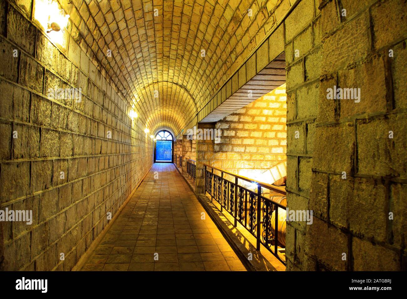 Corridor underground wine cellar Stock Photo - Alamy