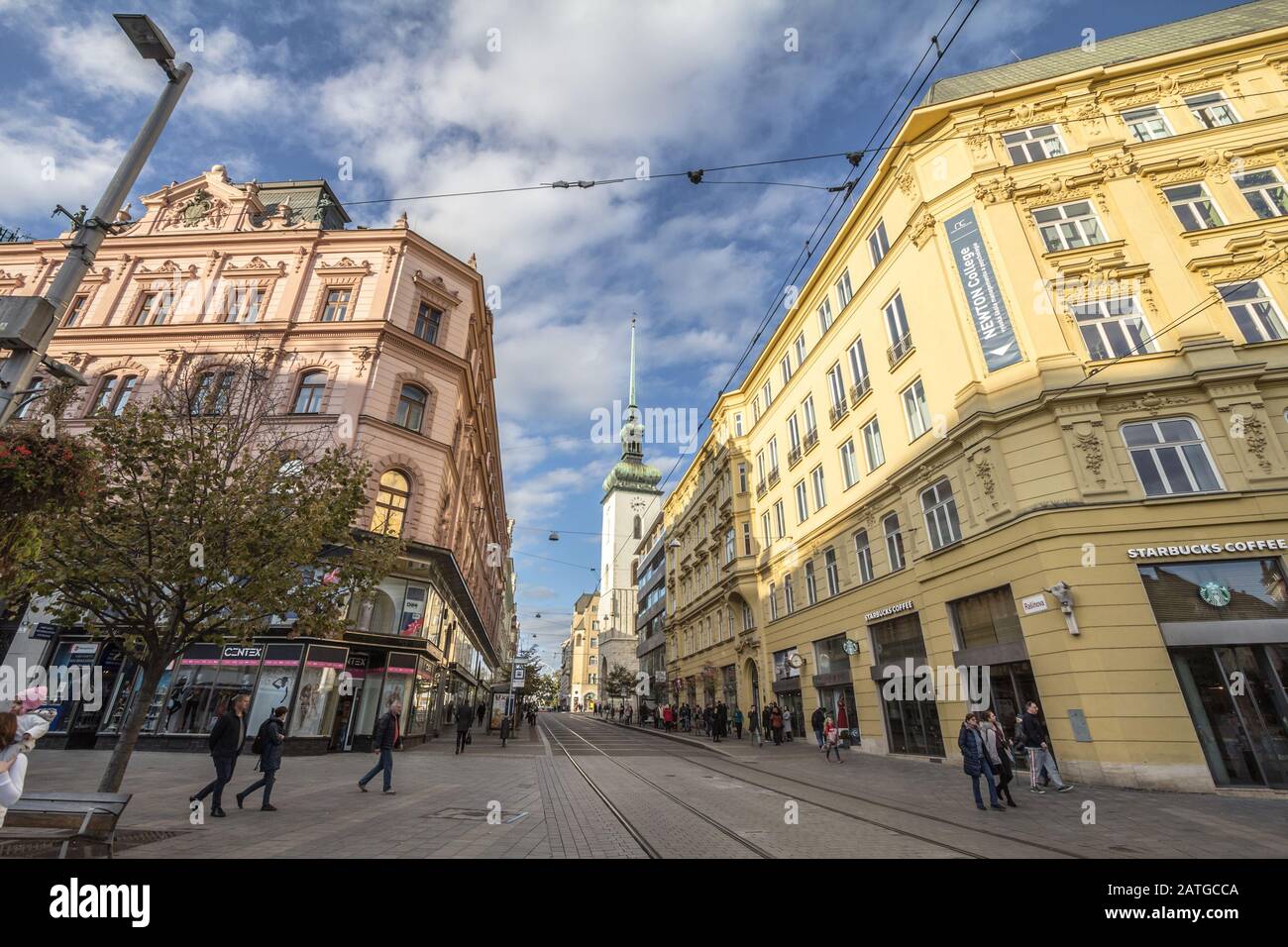 BRNO, CZECHIA - NOVEMBER 4, 2019: Rasinova Pedestrian Street in Brno ...