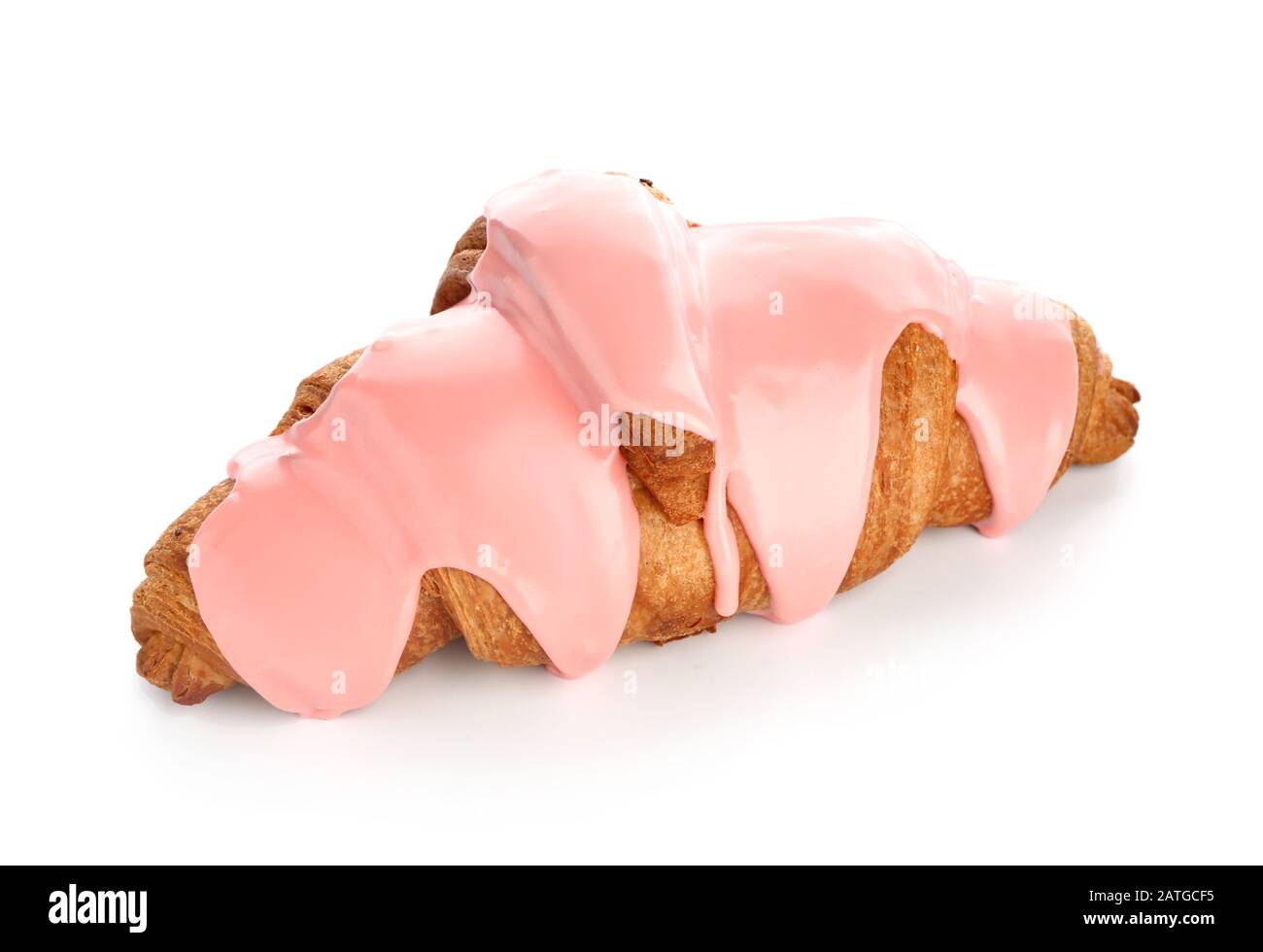 Tasty sweet croissant on white background Stock Photo - Alamy