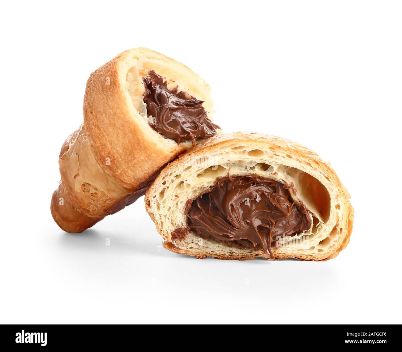 Tasty sweet croissant on white background Stock Photo - Alamy
