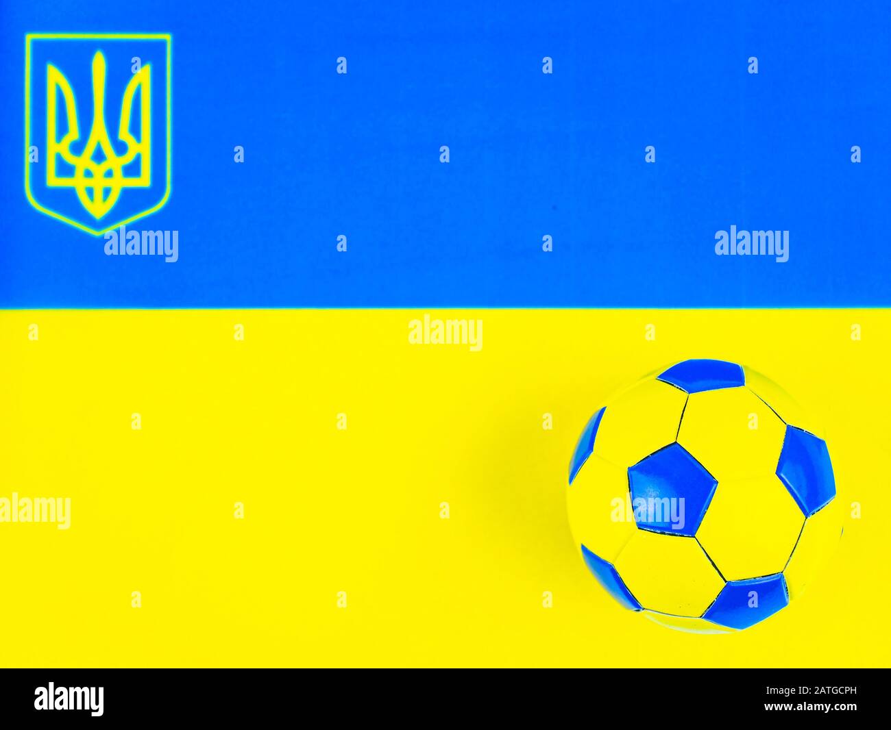 Soccer ball on the background of the national flag of Ukraine Stock ...