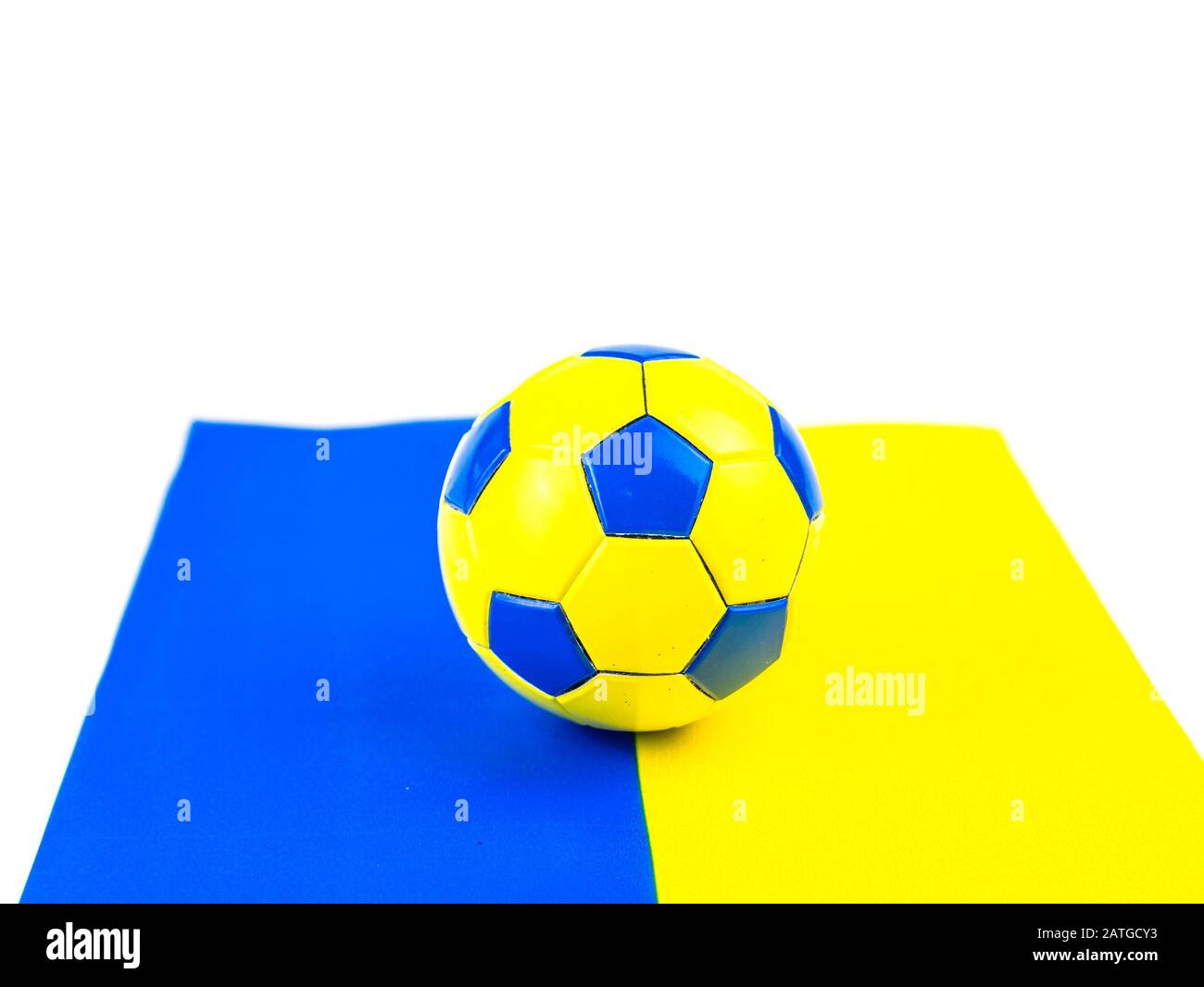 Soccer ball on the background of the national flag of Ukraine Stock ...