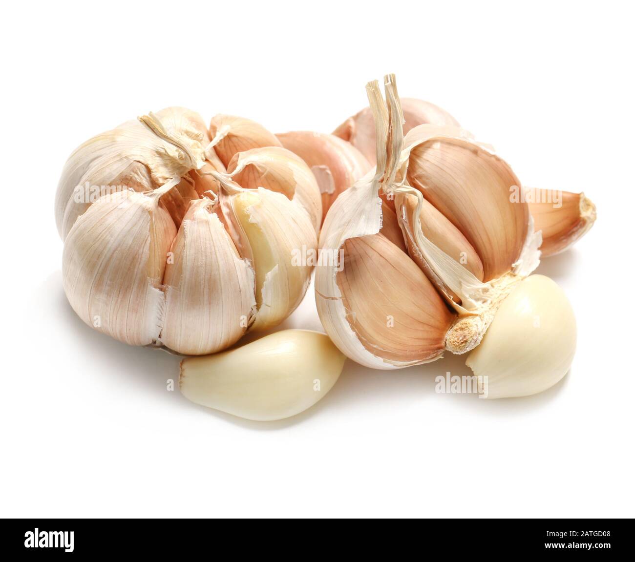 Fresh garlic on white background Stock Photo - Alamy