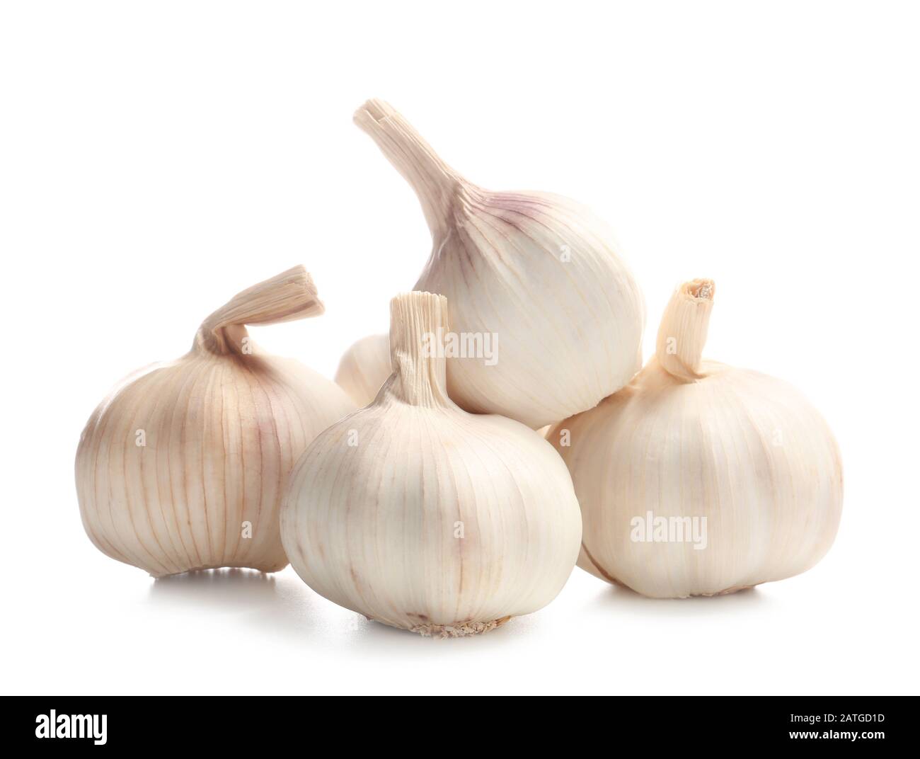 Fresh garlic on white background Stock Photo - Alamy