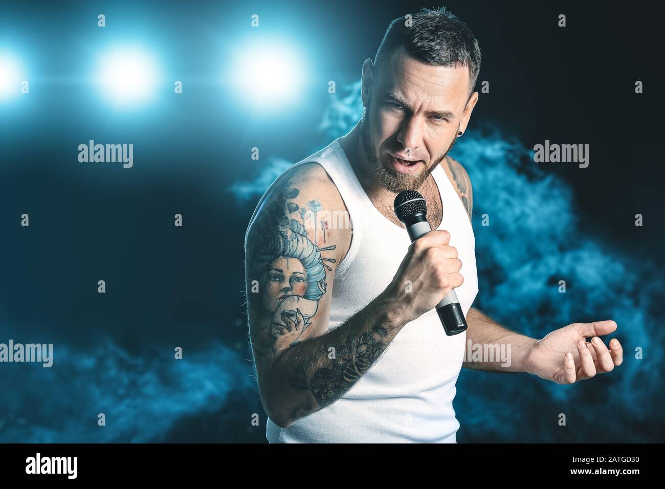 Male celebrity tattoo hi-res stock photography and images - Alamy