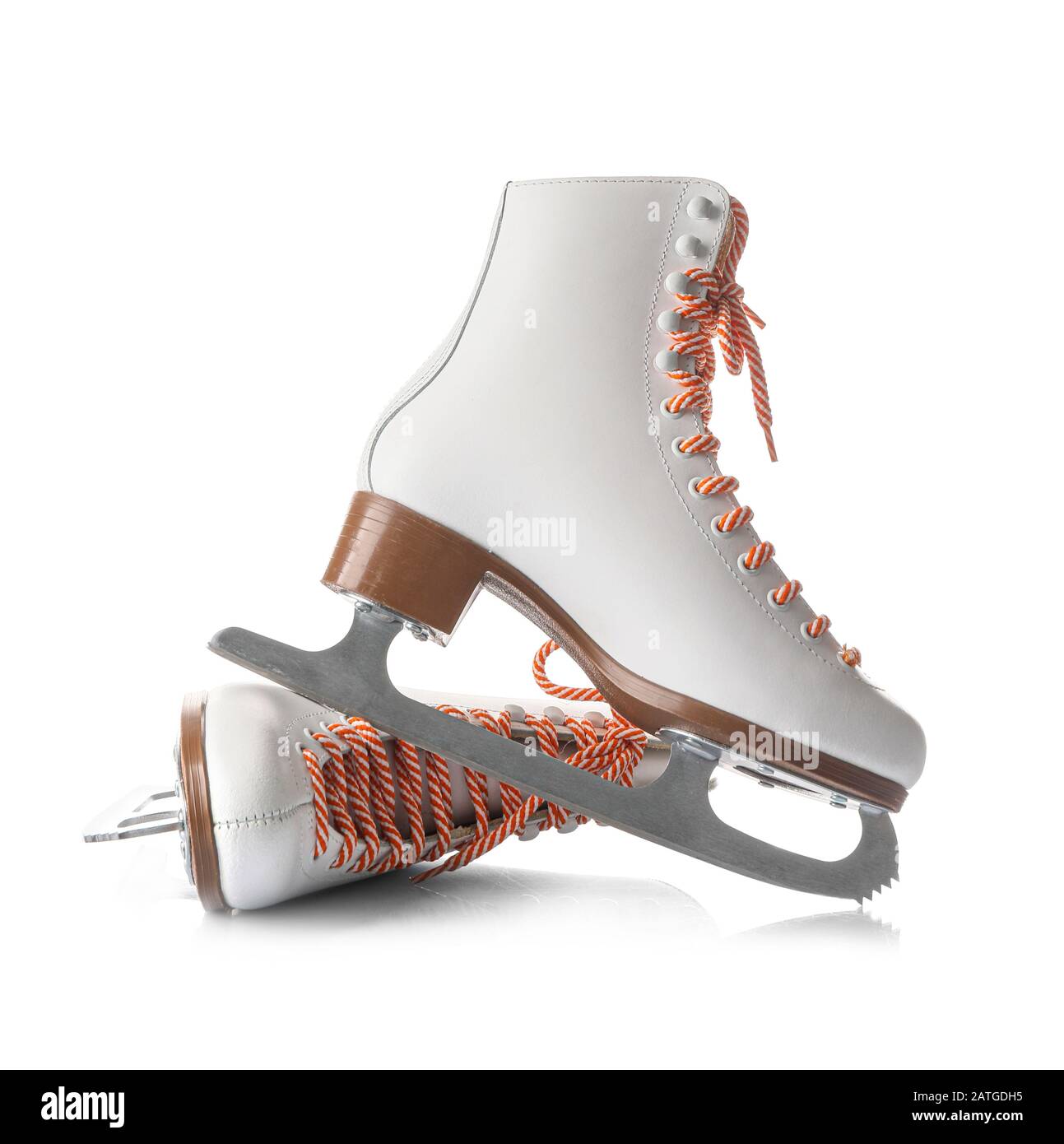 Pair of ice skates on white background Stock Photo - Alamy