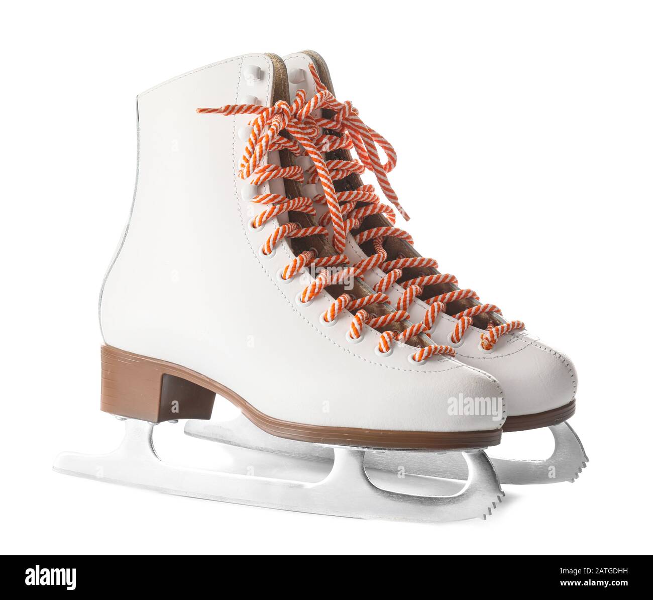 Pair of ice skates on white background Stock Photo - Alamy