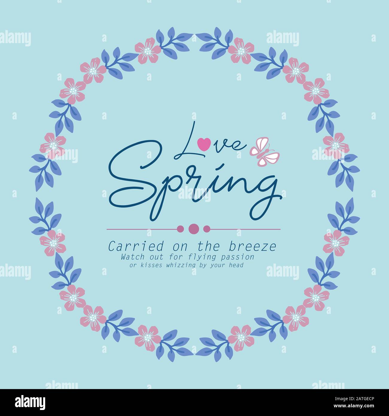 Seamless Pattern of leaf and pink wreath frame, for love spring ...
