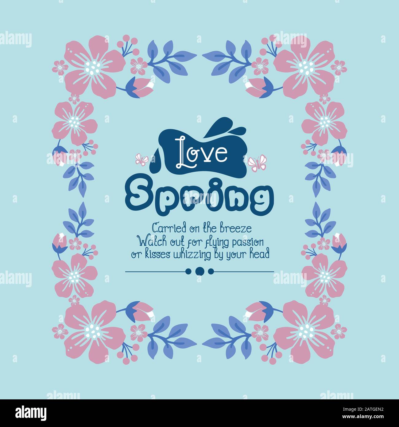 The beauty of leaf and pink wreath frame, for love spring greeting card ...