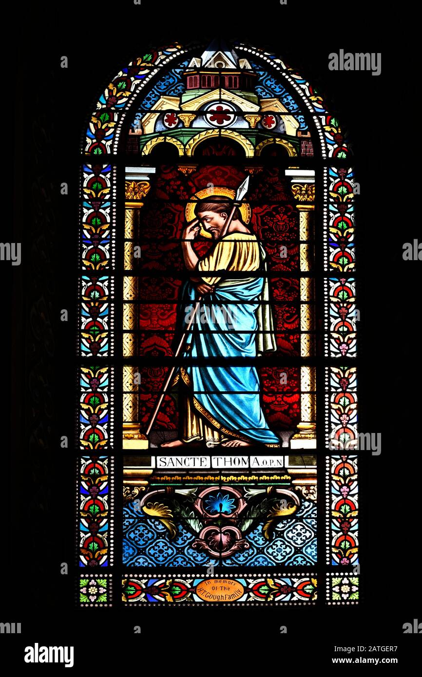 A stained glass window in The Cathedral Basilica of St. Francis of ...