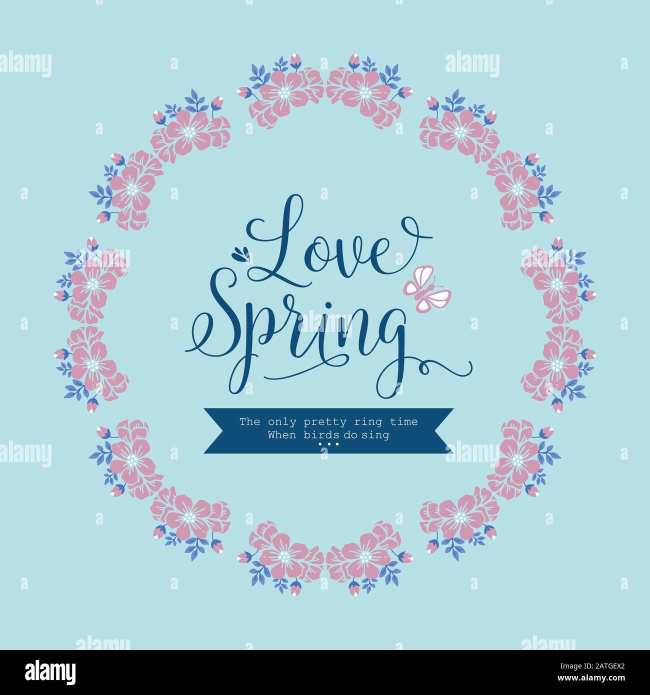 Elegant shape Pattern of leaf and pink wreath frame, for love spring ...