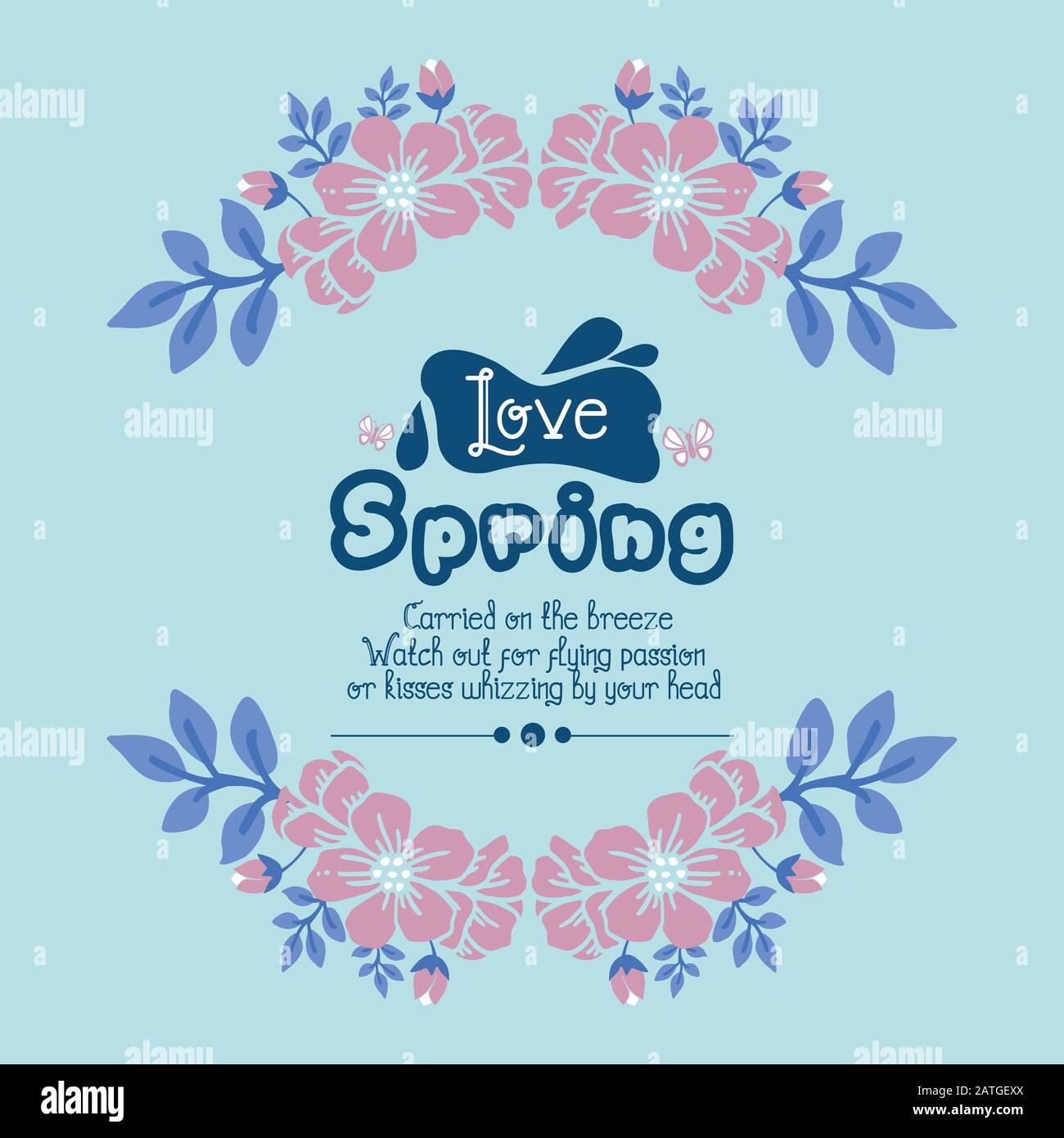 Elegant shape Pattern of leaf and pink wreath frame, for love spring ...