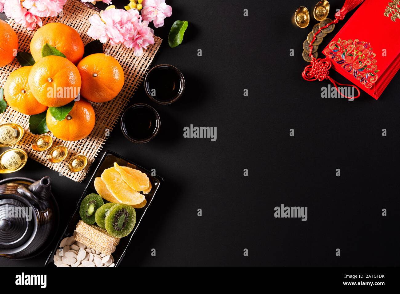 Chinese new year festival decorations pow or red packet, orange and ...