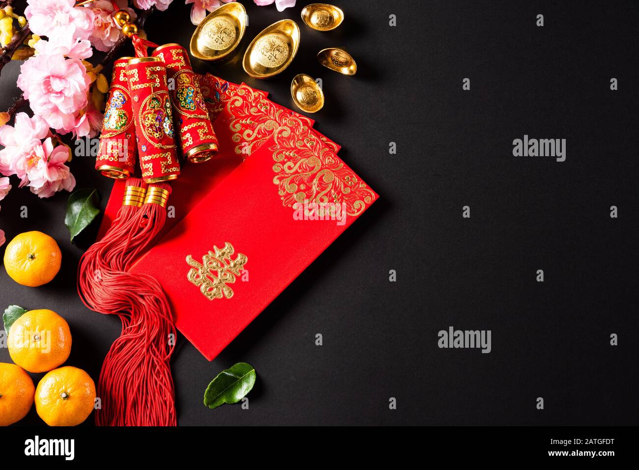 Chinese new year festival decorations pow or red packet, orange and ...