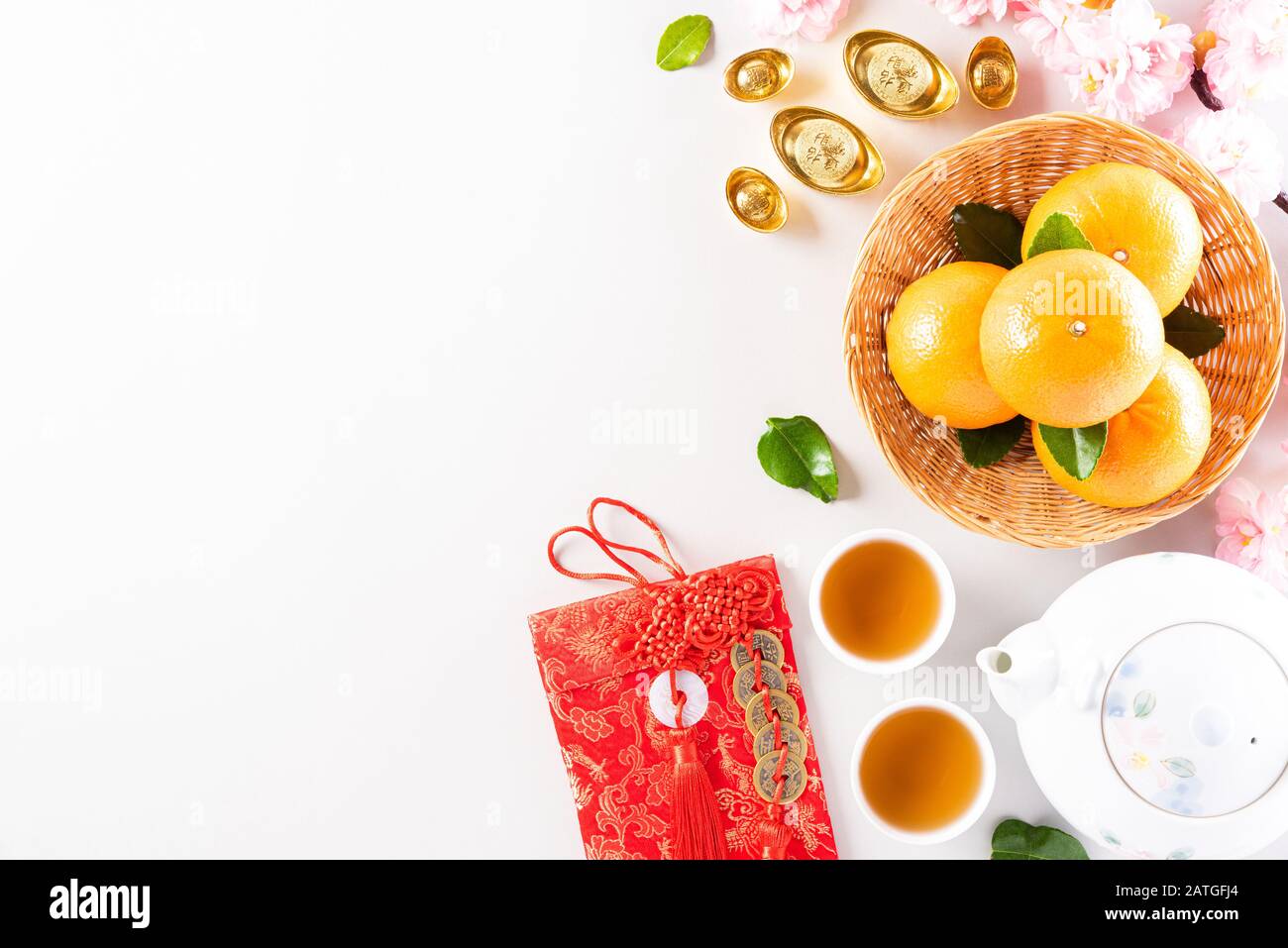 Chinese new year festival decorations pow or red packet, orange and ...