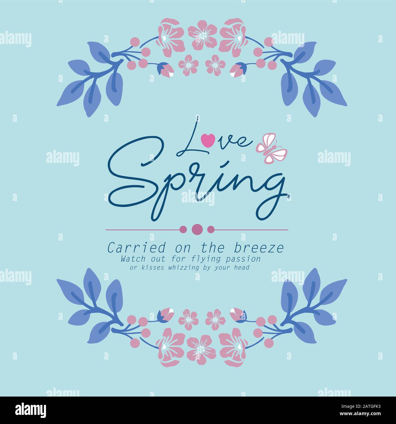 Elegant Style of love spring greeting card design, with seamless of ...