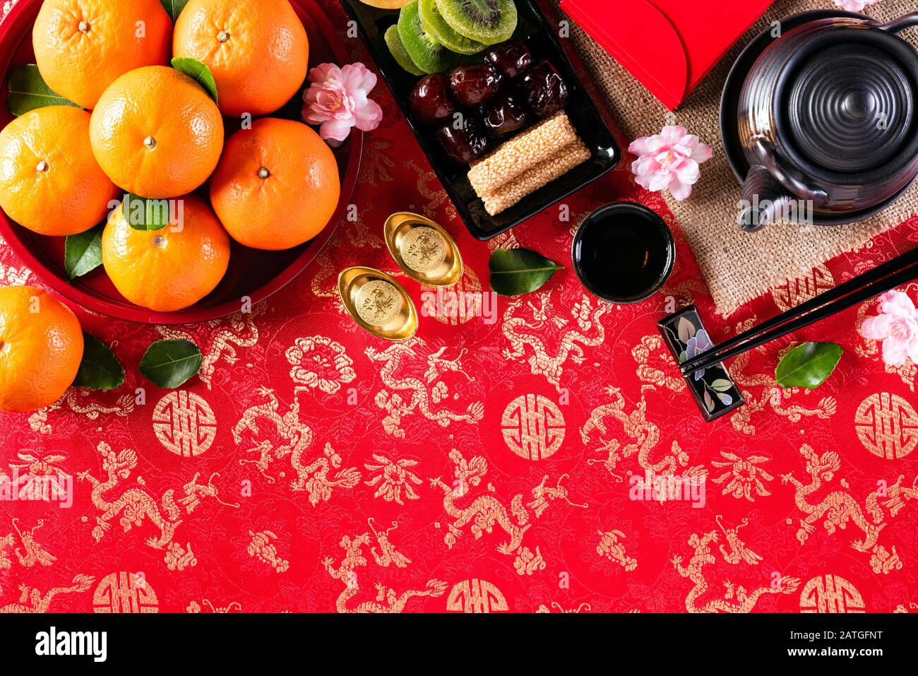 Chinese new year festival decorations pow or red packet, orange and ...