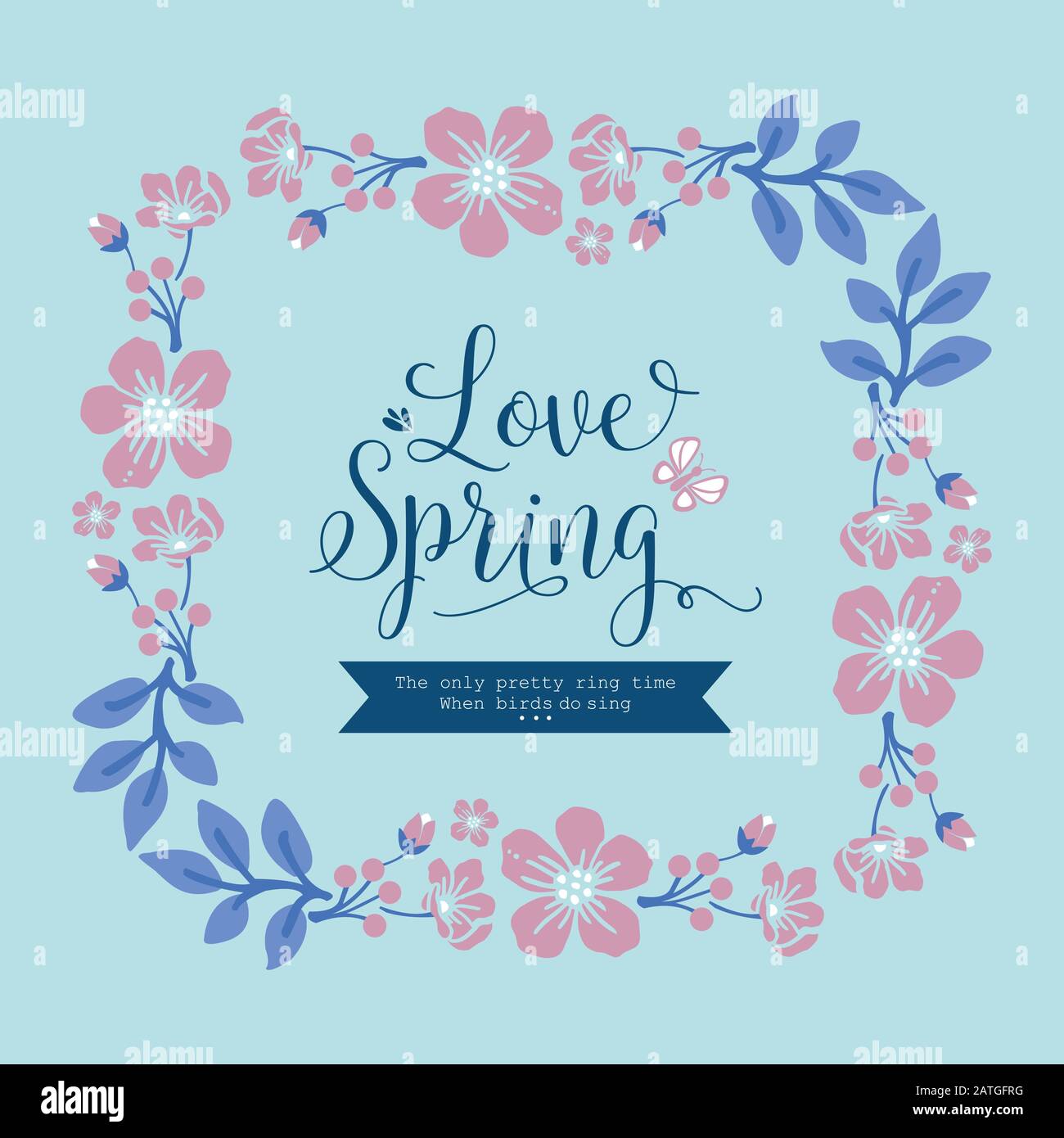 Elegant Style of love spring greeting card design, with seamless of ...