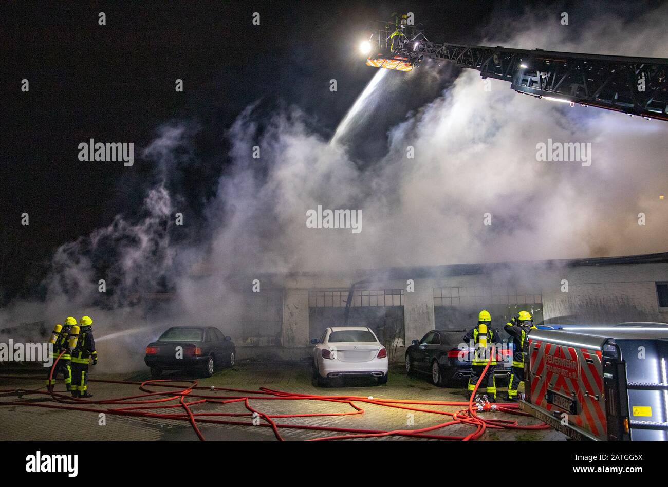 Frankfurt, Germany. 02nd Feb, 2020. The fire brigade is on duty during ...