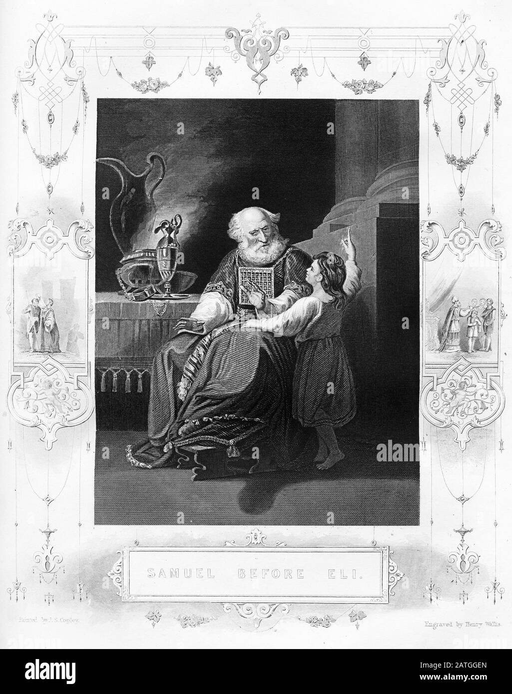 Engraving of young Samuel telling the priest Eli what he learned from ...
