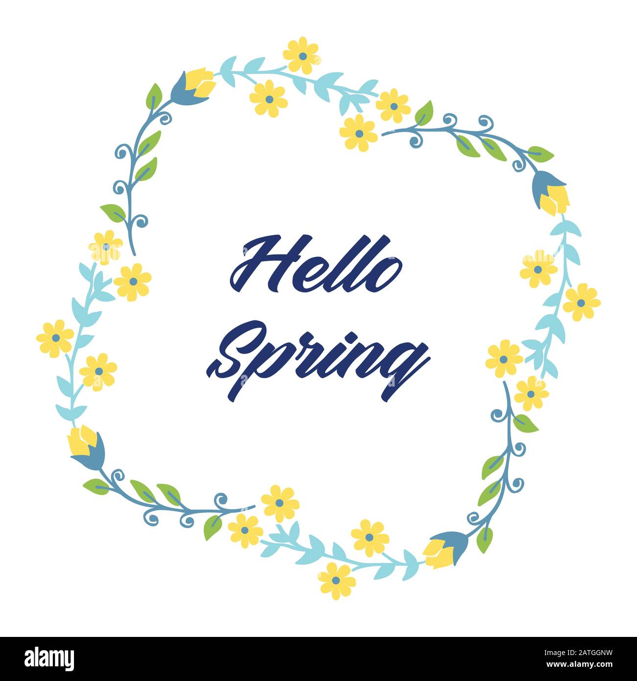 Decoration frame with antique leaves and flower, for hello spring ...