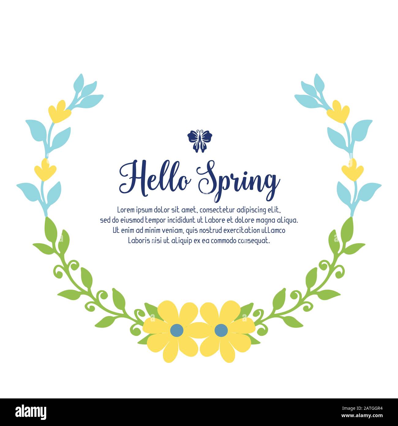 Decoration frame with antique leaves and flower, for hello spring ...