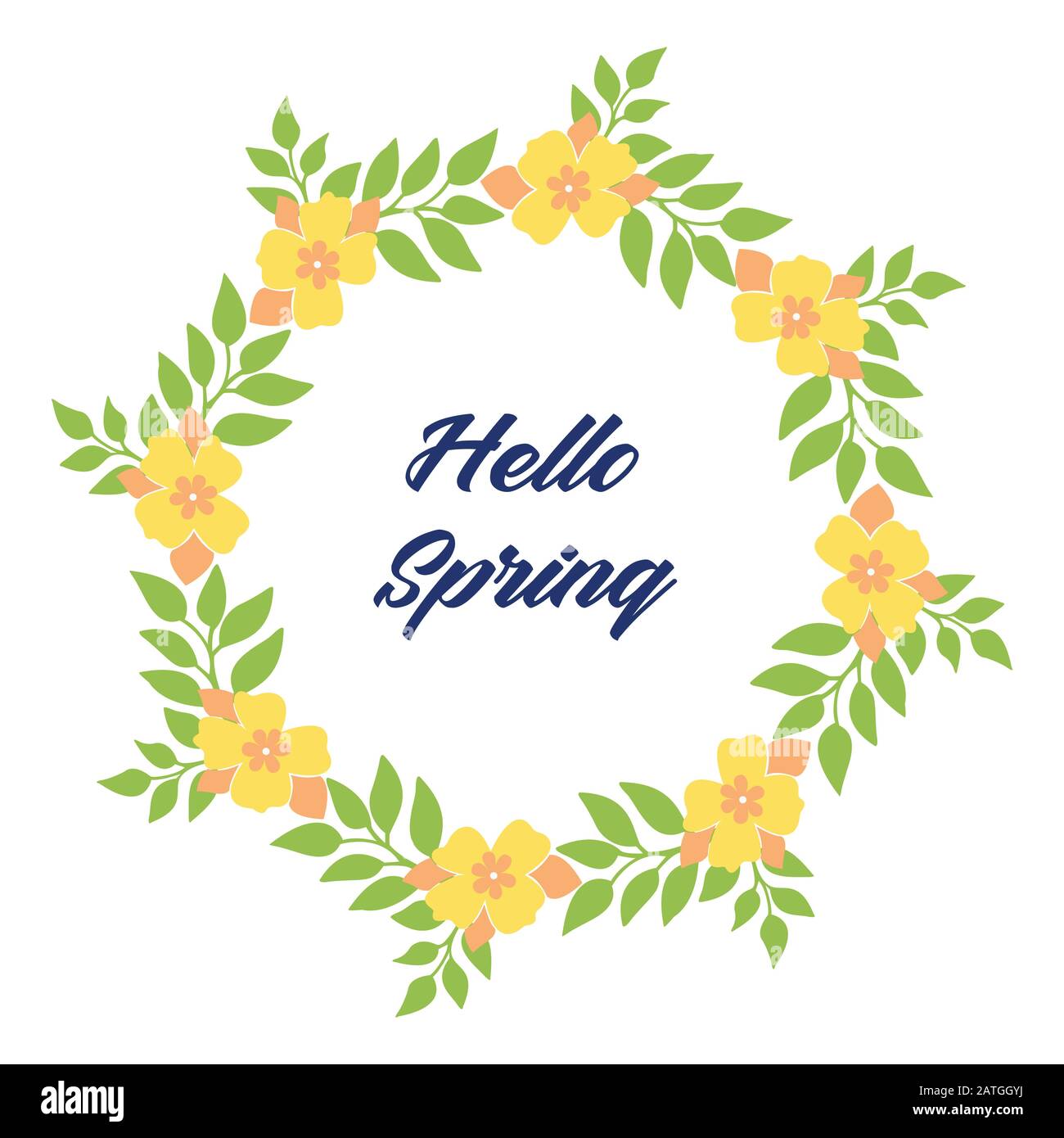 Simple shape frame, with unique leaf and flower design, for hello ...