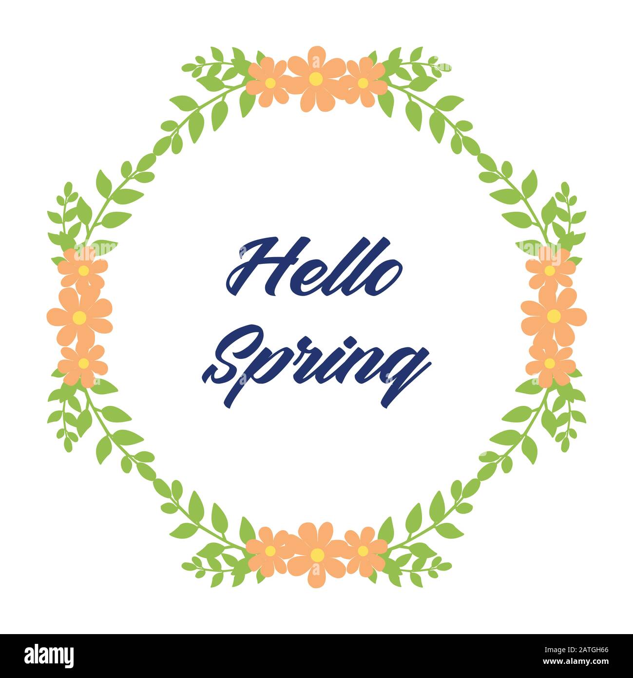 Poster design for hello spring, with elegant style of leaf and wreath ...