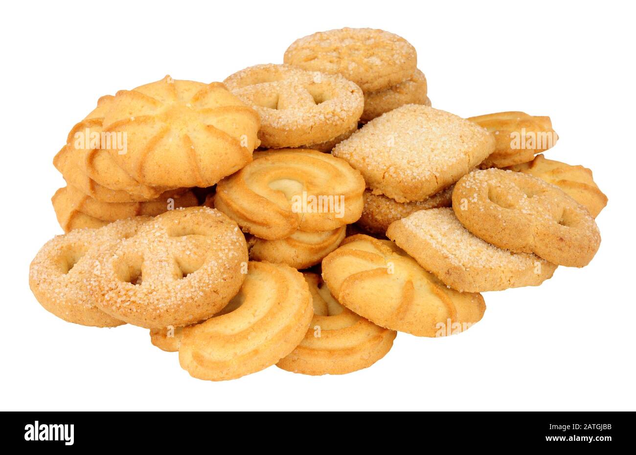 Assortment of Danish butter biscuits isolated on a white background ...