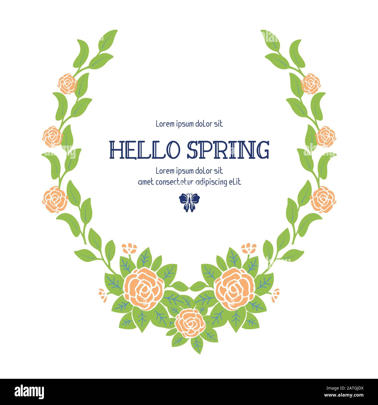 Beautiful Decorative of leaf and rose floral frame, for hello spring ...