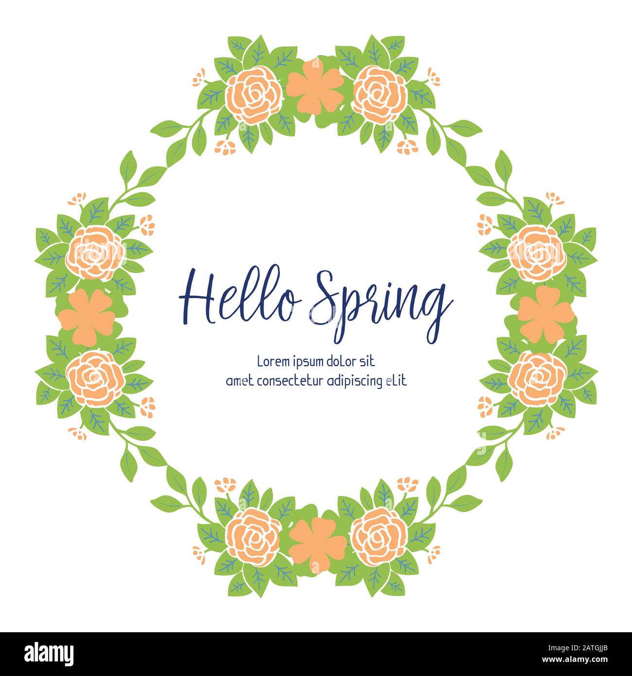 Template design for hello spring invitation card, with leaf and floral ...