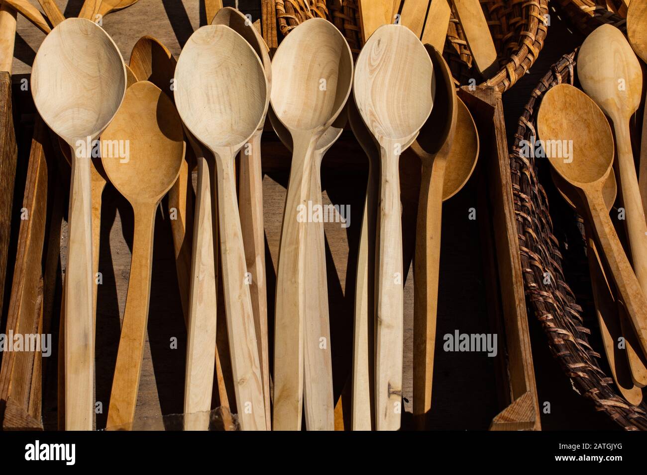 Handmade wooden kitchen utensils spoons wooden kitchen items Stock ...