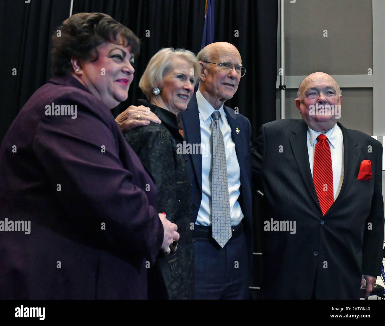 Olathe, Kansas, USA, February 1, 2020Senator Pat Roberts (R-KS) (center ...