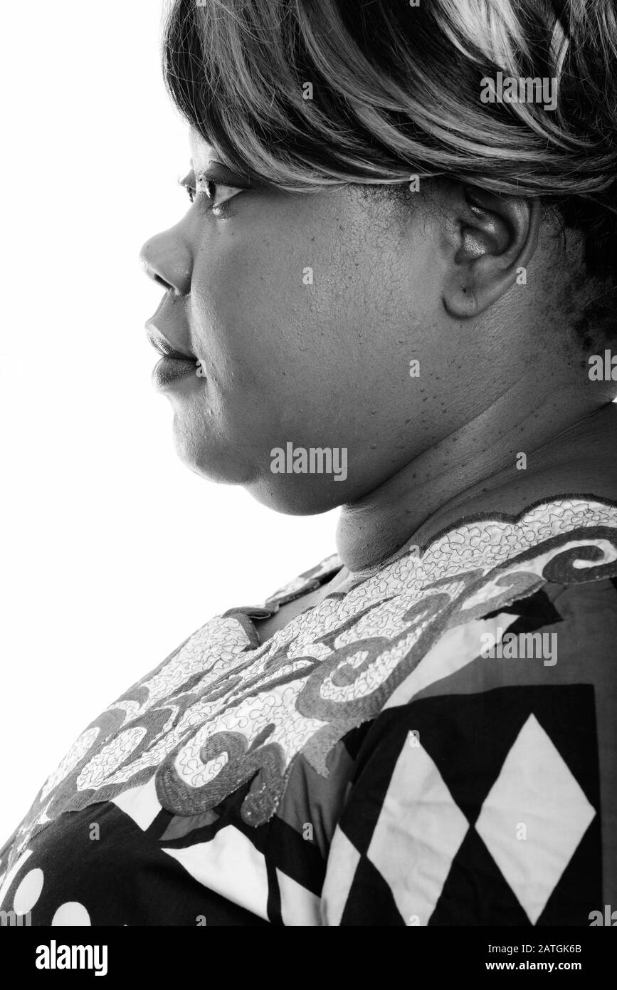 Side view of overweight woman Black and White Stock Photos & Images - Alamy