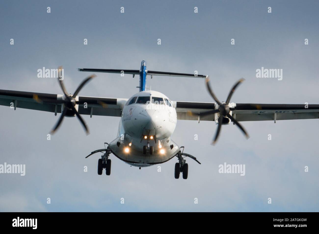 Air New Zealand turbo-prop plane landing at Wellington airport, New ...