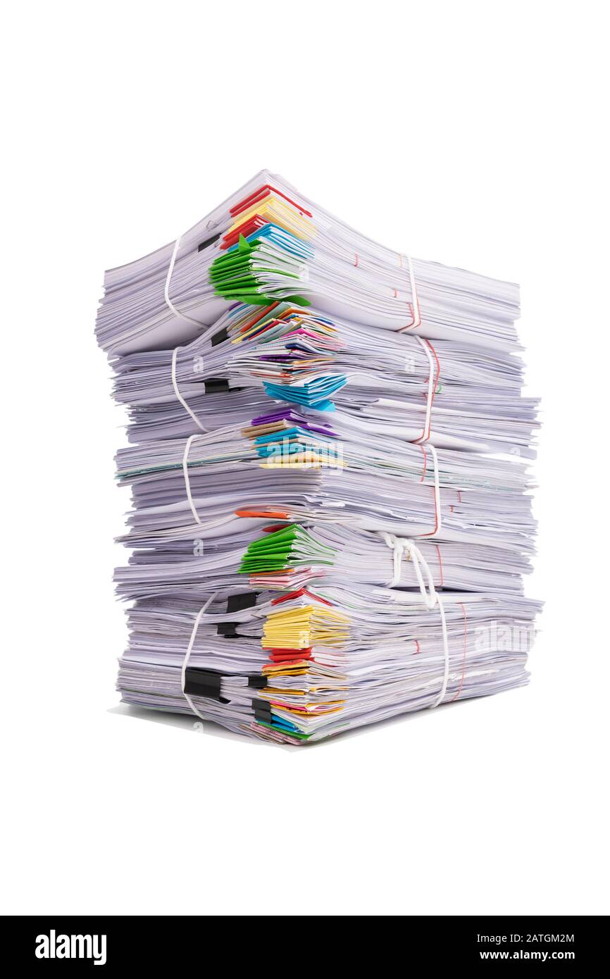 Stack of business papers isolated on white background Stock Photo - Alamy
