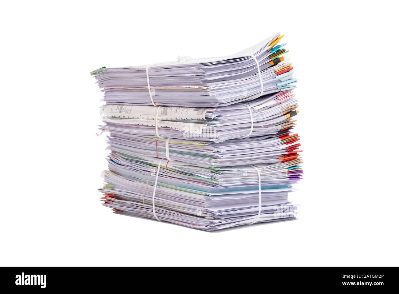 Stack of business papers isolated on white background Stock Photo - Alamy