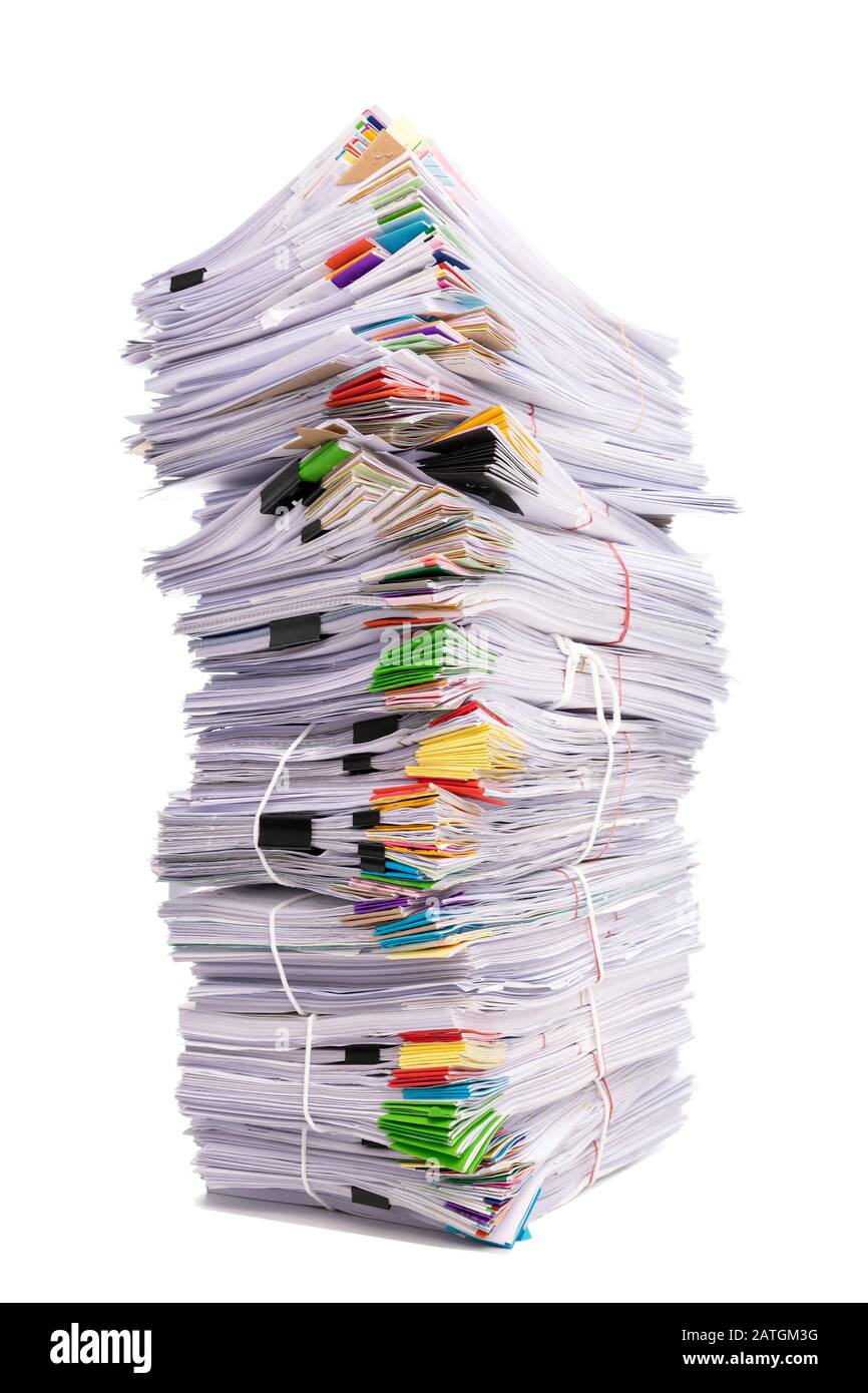 Stack of business papers isolated on white background Stock Photo - Alamy