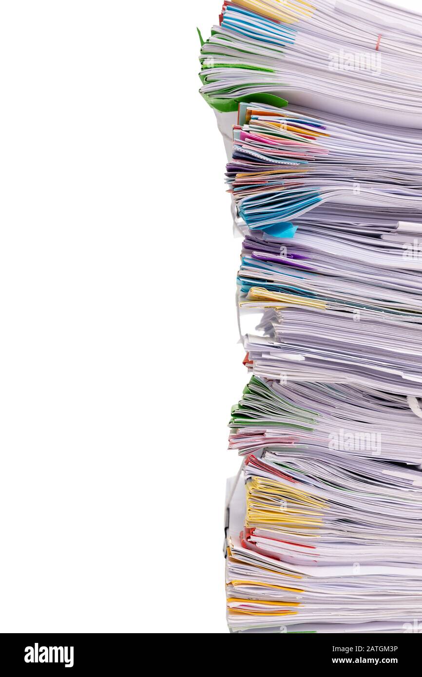 Stack of business papers isolated on white background Stock Photo - Alamy