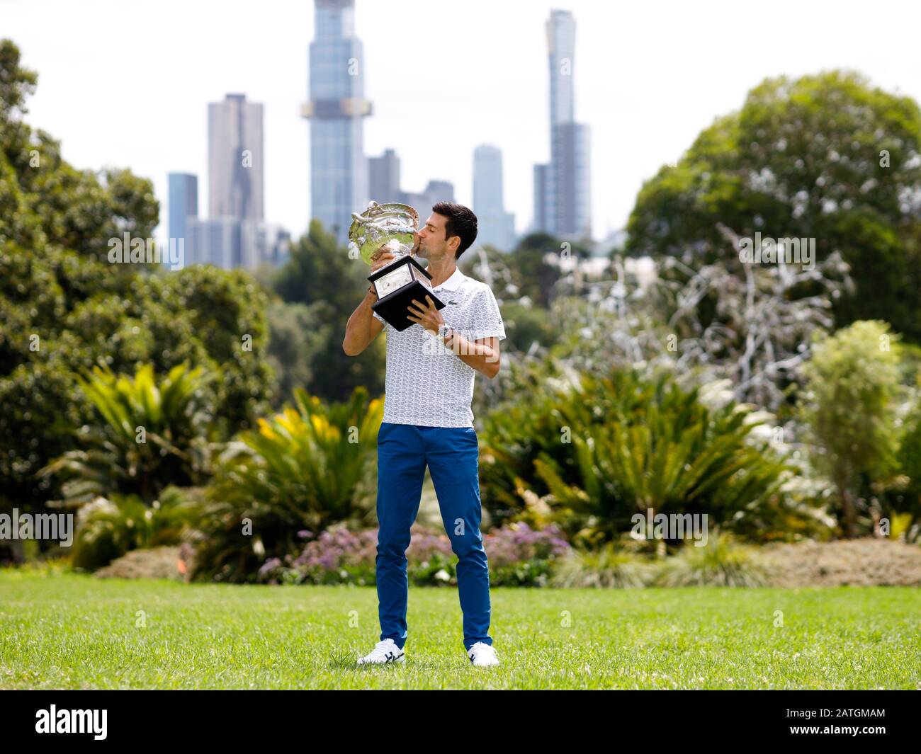 NOVAK DJOKOVIC (SRB) during a trophy photoshoot at the Royal Botanical ...